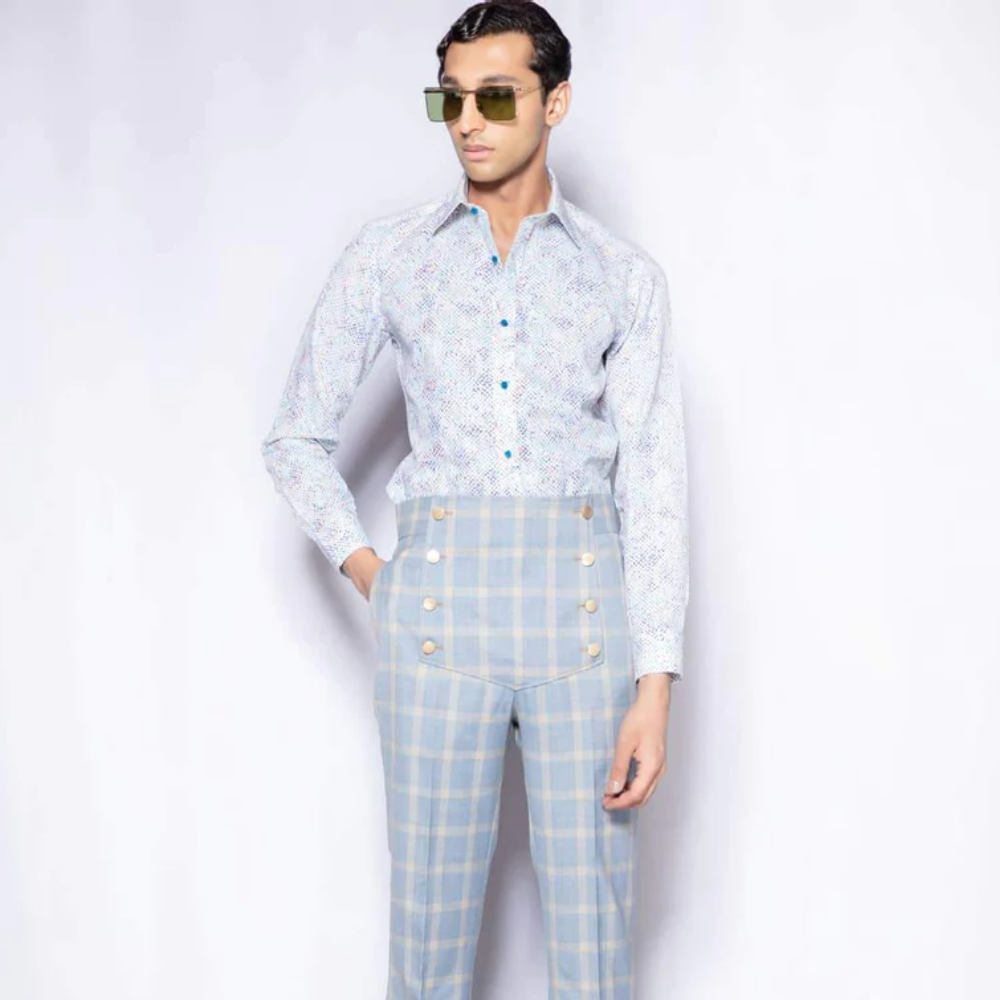 Well Plaid Bell-Bottom Trouser