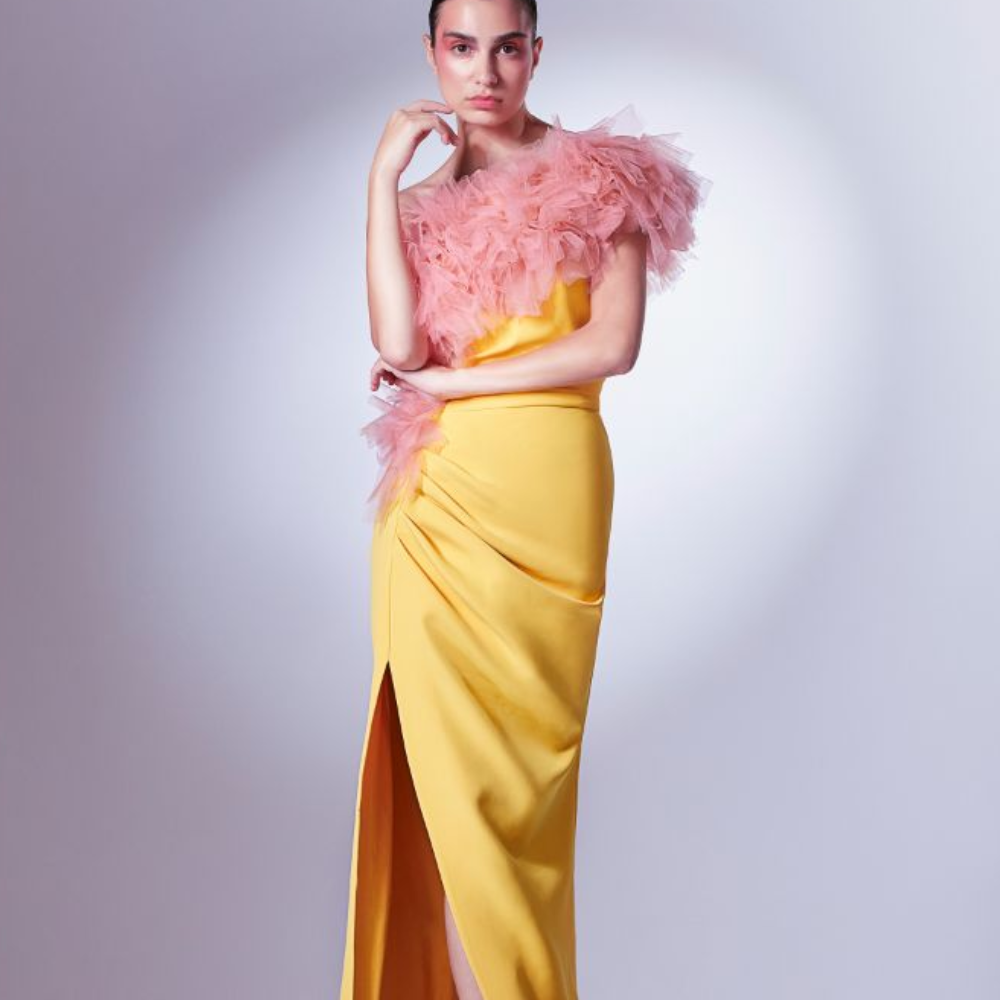 One Shoulder Draped Dress